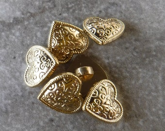 Gold heart buttons | Etsy