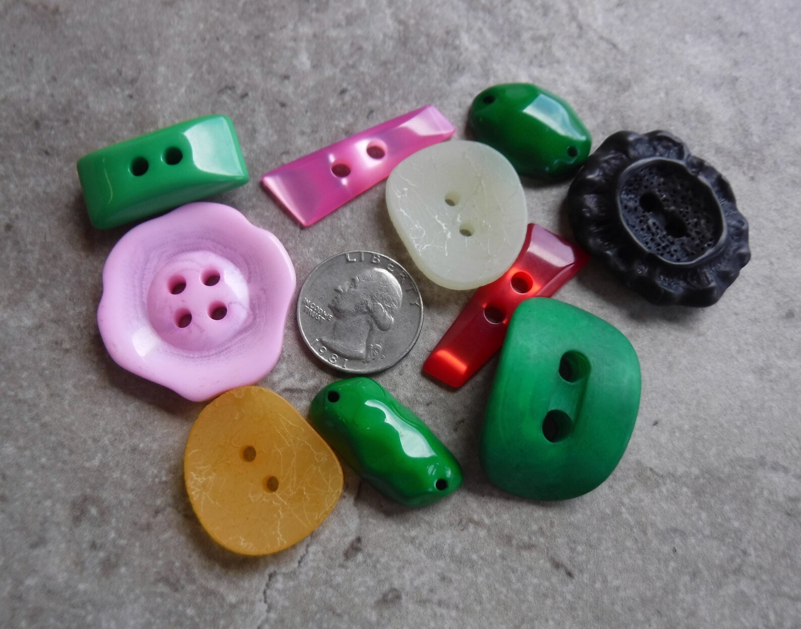 10 Funky Shaped Buttons Multi Sizes and Shades Grab Bag | Etsy