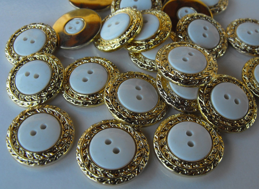 15 Gold Leaf Rim Flat Large Round Buttons Size 15/16" - Etsy