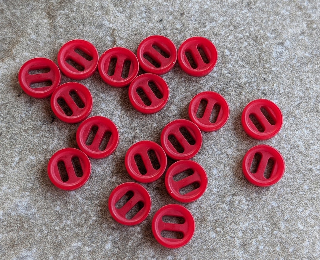 17 Red Small Ribbon Slide Round Buttons Size 7/16 - Etsy