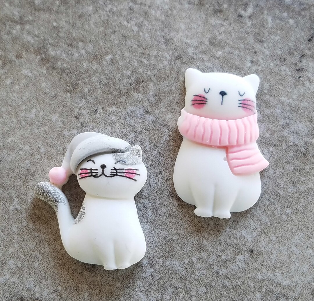 2 Cat Flat Back Embellishment Buttons - Etsy