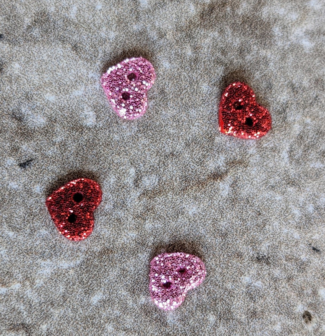 10 Micro Mini Glitter Heart Buttons Size 1/4" You Choose the Color - Etsy