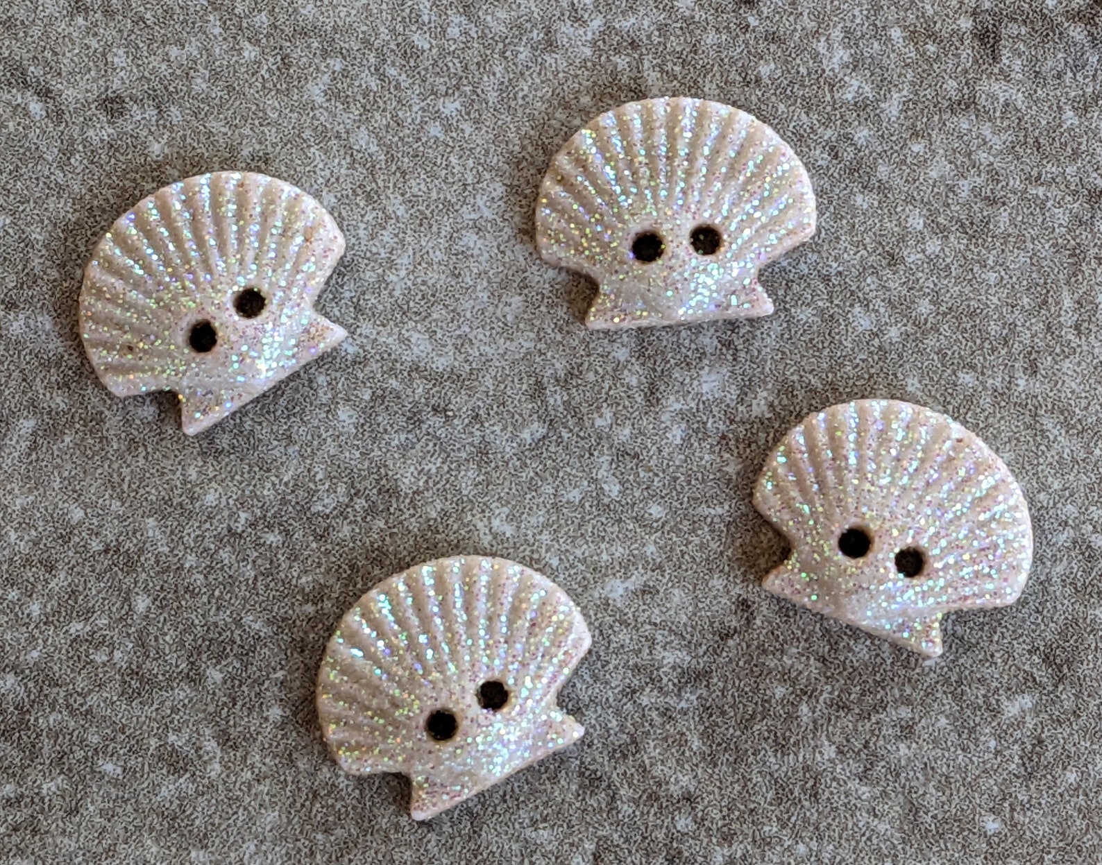 4 Glitter Flat Seashell Buttons Size 5/8" - Etsy