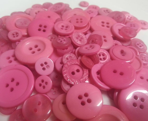 Punch Pink Buttons 100 Bulk Assorted Round Multi Size | Etsy
