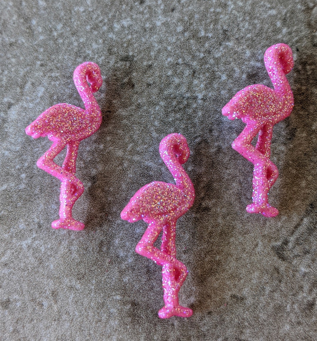 3 Pink Glitter Flamingo Shank Buttons Size 3/4" Crafting Sewing - Etsy
