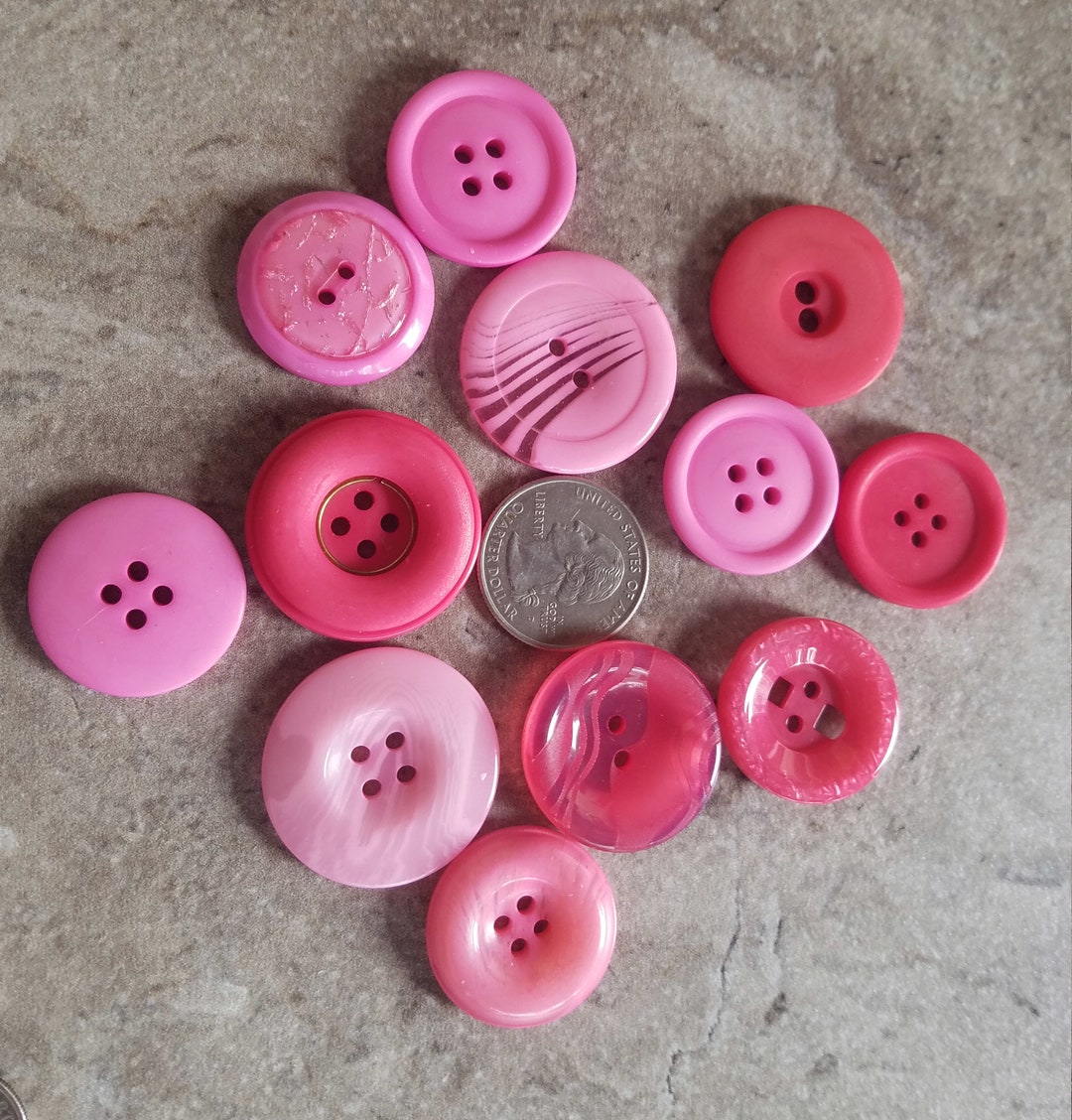 12 Pink Large Buttons Assorted Round Crafting Sewing Buttons - Etsy