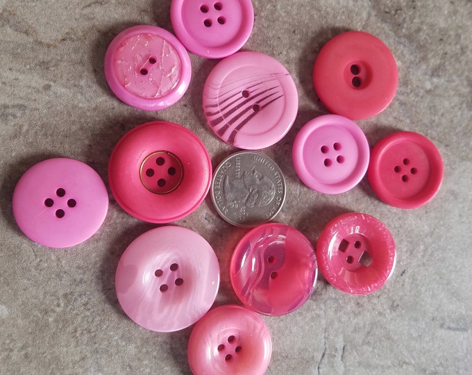12 Pink Large Buttons Assorted Round Crafting Sewing Buttons - Etsy