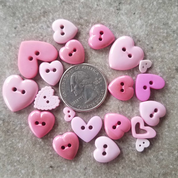 Pink Heart Buttons - Etsy