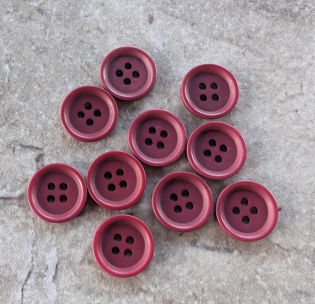 10 Deep Red Ring Rim Round Buttons Size 9/16". - Etsy