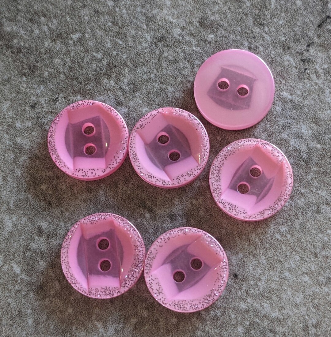 6 Pink Glitter Edge Round Buttons Size 9/16" - Etsy