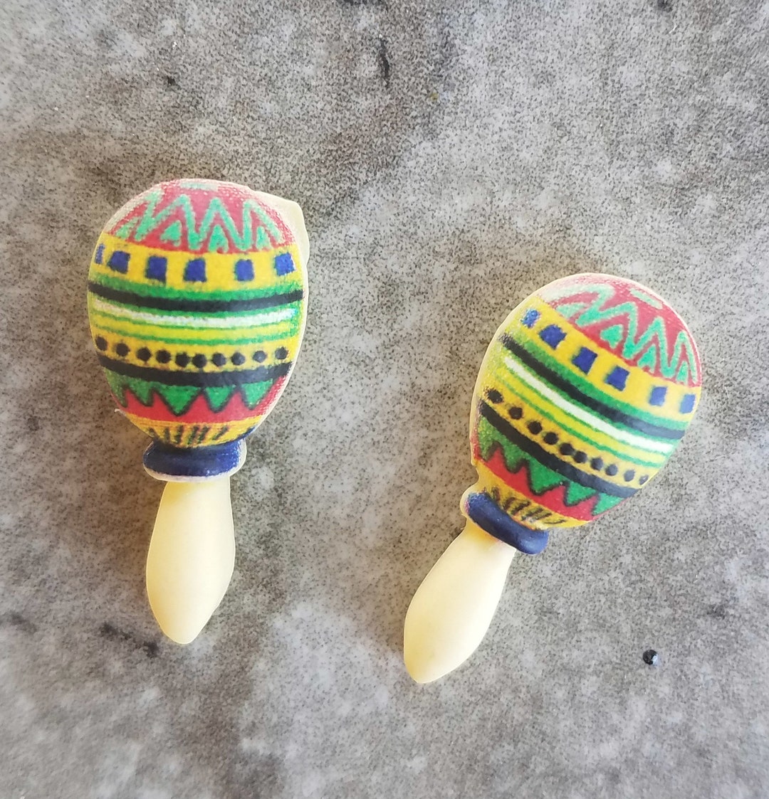 2 Maracas Flat Back Embellishment Buttons Size 3/8" - Etsy