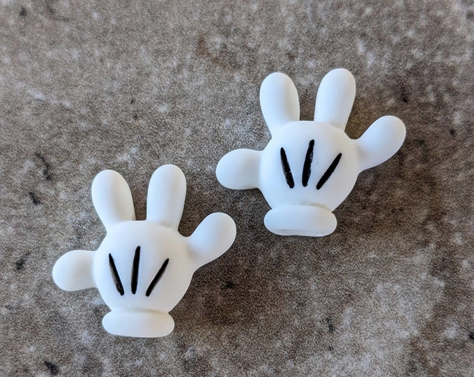2 Disney Mickey Mouse Hands Flat Back Buttons Embellishments Size 3/4 ...