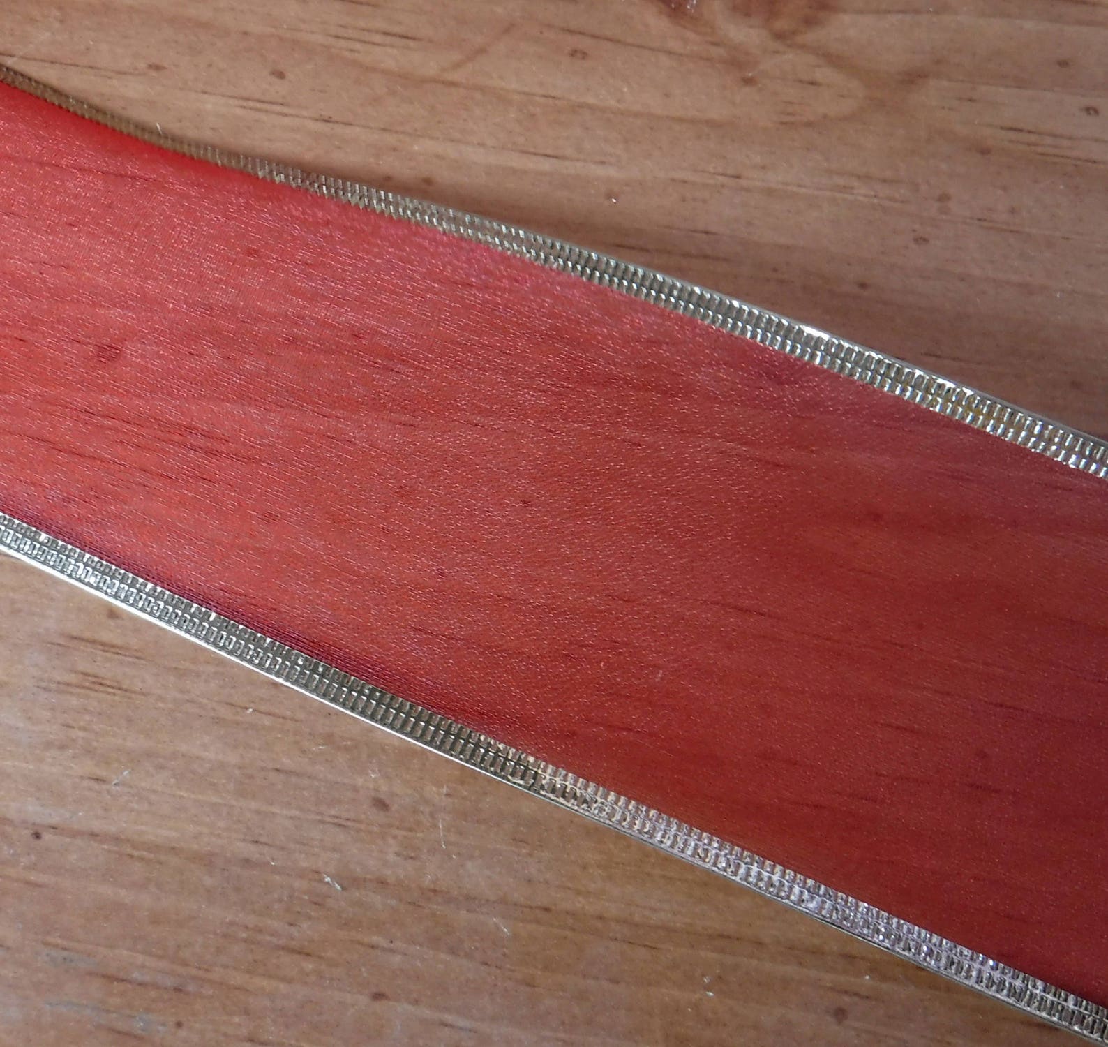 Red With Gold Edge Wide Wire Edge Ribbon 5 Yards - Etsy
