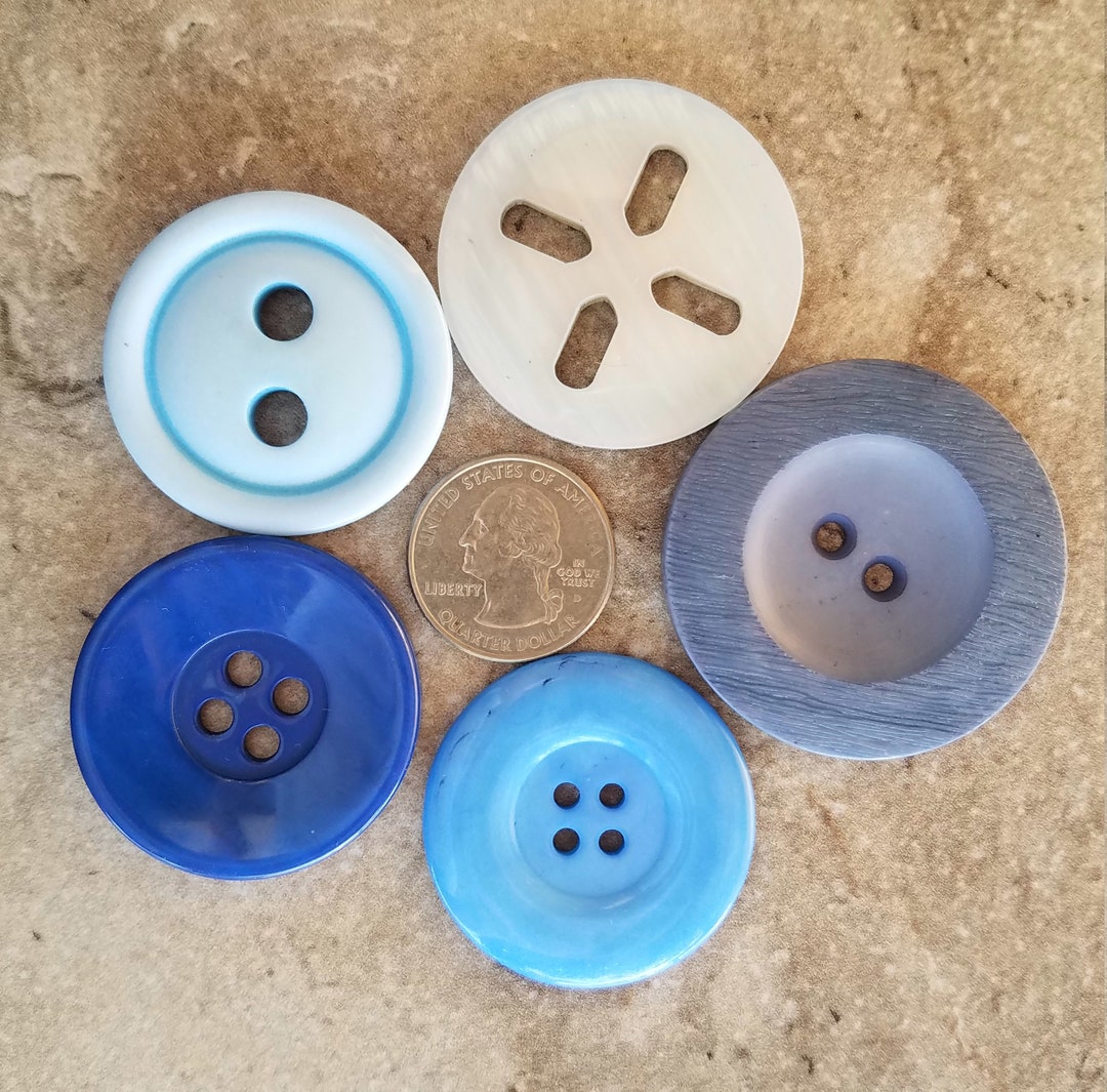 5 Blue Jumbo Buttons Assorted Round Crafting Sewing Buttons - Etsy