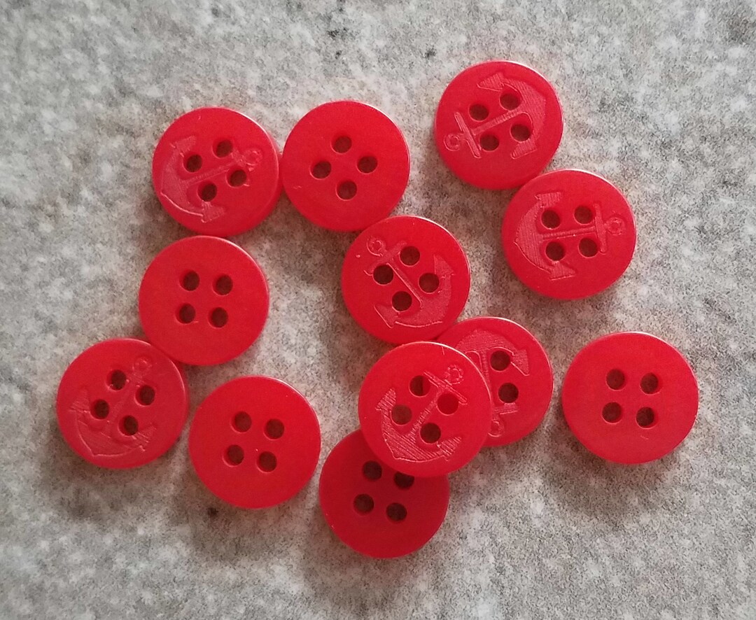 12 Red Anchor Small Round Buttons Size 7/16" - Etsy