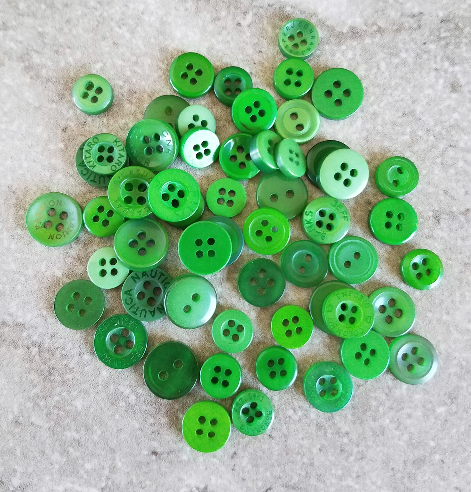 Lawn Green Buttons, 50 Small Assorted Round Sewing Crafting Bulk ...