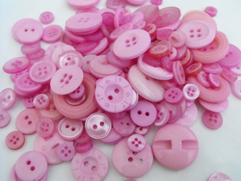 Bubble Gum Pink Buttons 100 Bulk Assorted Round Multi Size | Etsy