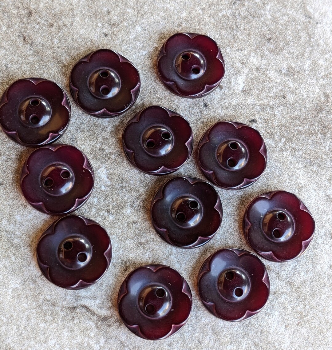 11 Wine Red Topped Flower Large Round Buttons Size 11/16" - Etsy