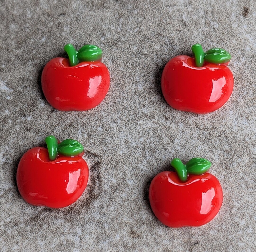 4 Shiny Red Apple Flat Back Embellishment Buttons Size 9/168" - Etsy