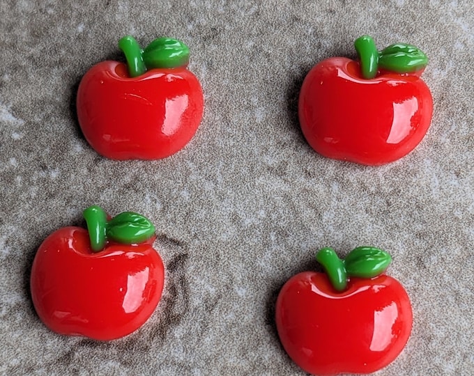4 Shiny Red Apple Flat Back Embellishment Buttons Size 9/168" - Etsy
