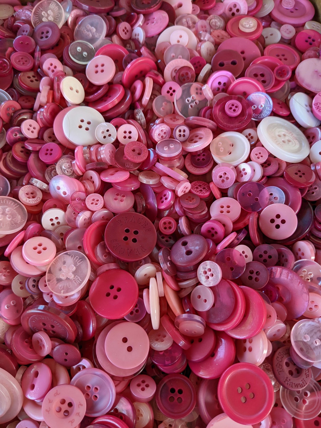 Pink Shade Buttons, 100 Bulk Assorted Round Multi Size Crafting Sewing ...