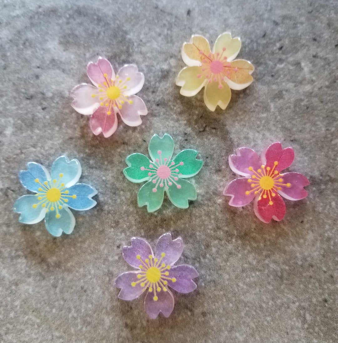 3 Translucent Flower Flat Back Embellishment Buttons Size 1 1/16" You ...