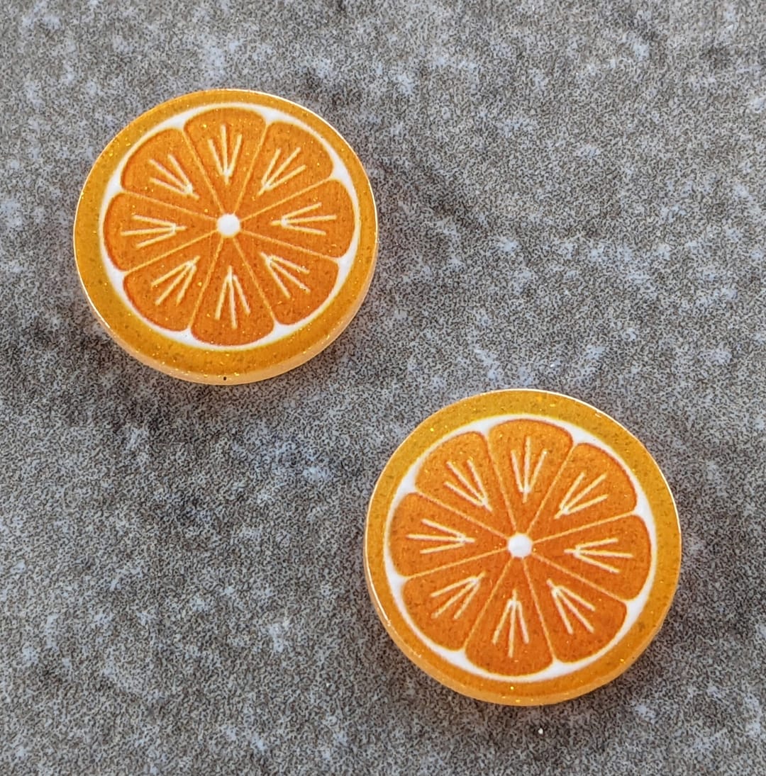 2 Shiny Orange Slice Flat Back Embellishment Buttons Size 11/16" - Etsy