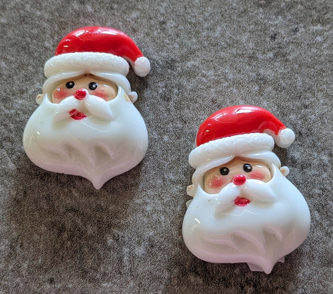 2 Santa Face Smile Flat Back Embellishment Buttons Size 13/16" - Etsy