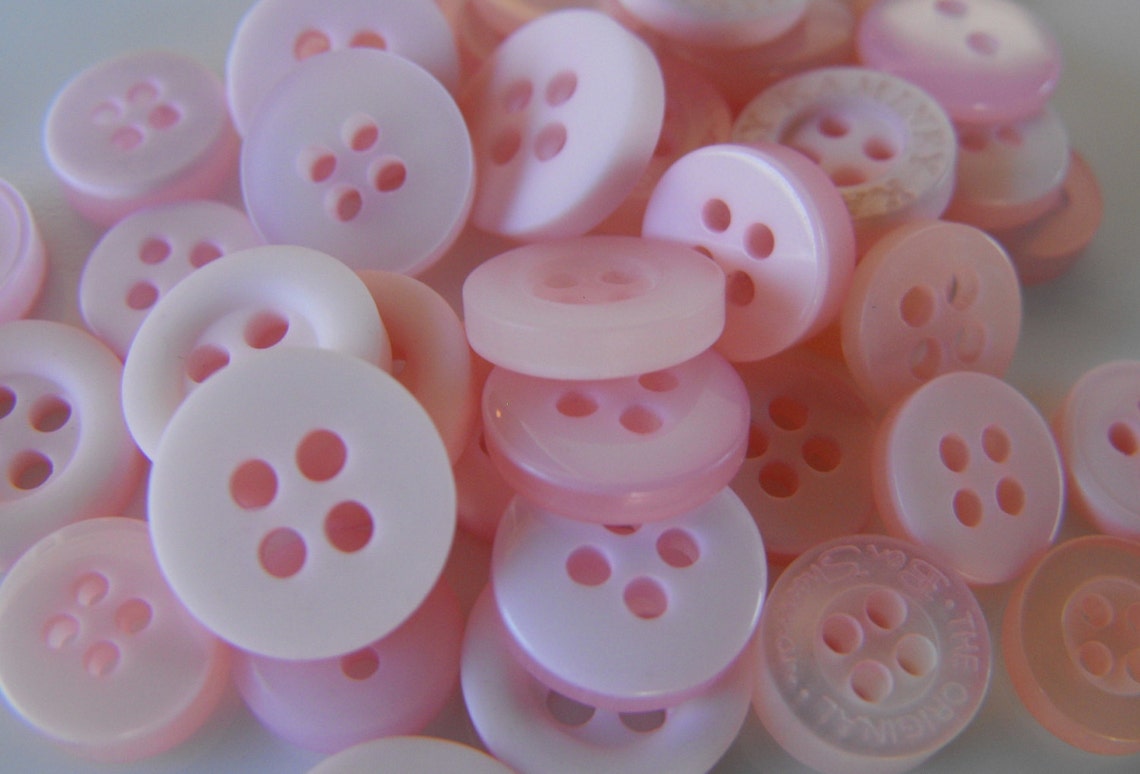 Baby Pink Buttons, 50 Small Assorted Round Sewing Crafting Bulk Buttons ...