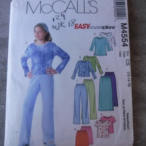 Mccalls Pattern Girls Tops, Pants and Skirt M4554 Complete Uncut Size ...