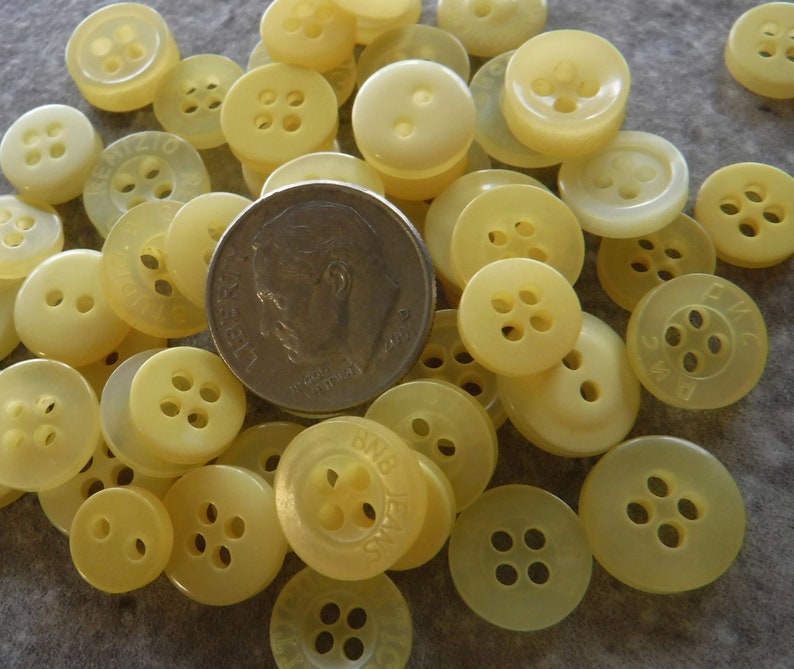 Canary Yellow Buttons, 50 Small Assorted Round Sewing Crafting Bulk ...