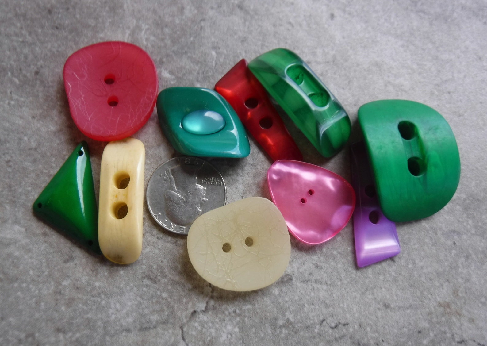 10 Funky Shaped Buttons Multi Sizes and Shades Grab Bag | Etsy