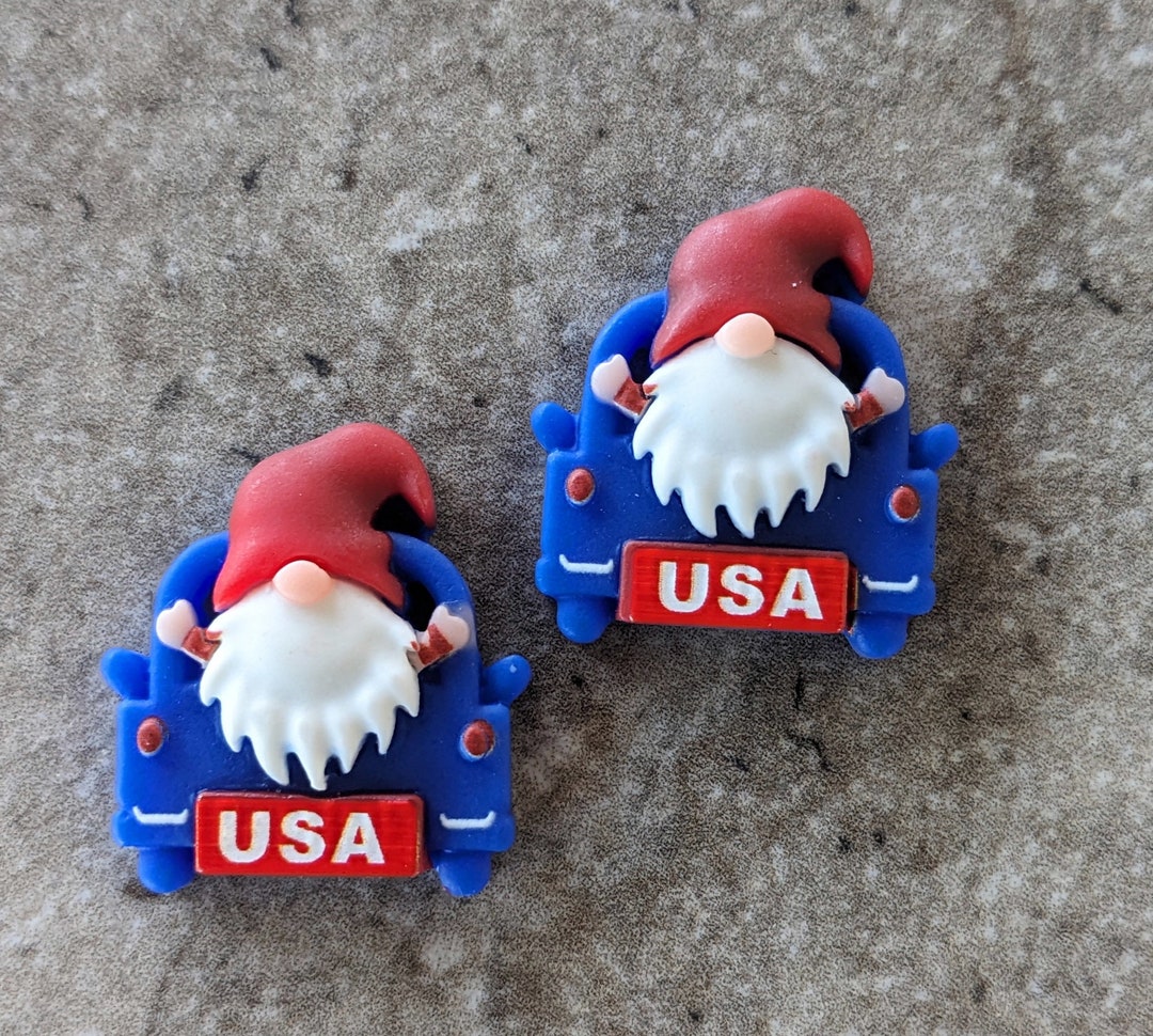 2 Patriotic Car Gnomes Flat Back Embellishment Buttons Size 1" - Etsy