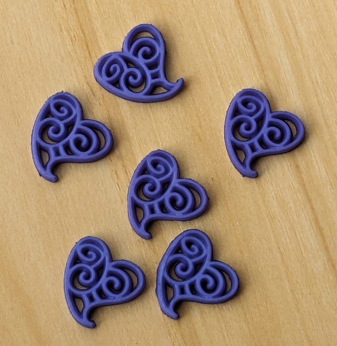 6 Purple Scrolled Heart Flat Back Buttons Size 7/16" - Etsy
