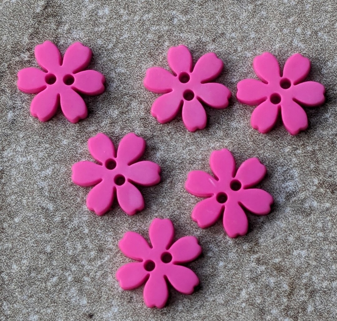 6 Hot Pink Primrose Small Flower Buttons Size 9/16 - Etsy
