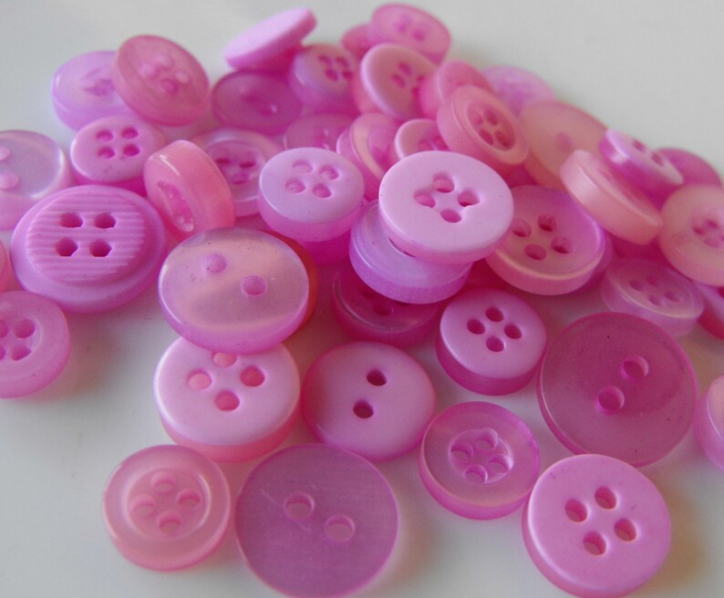 Bubble Gum Pink Buttons 50 Small Assorted Round Sewing | Etsy
