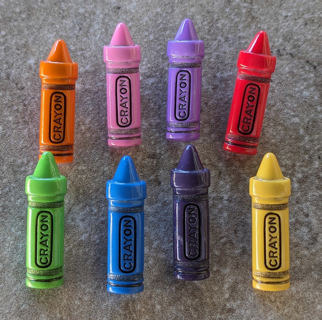 8 School Crayons Large Shank Buttons. Size 1 3/16" - Etsy