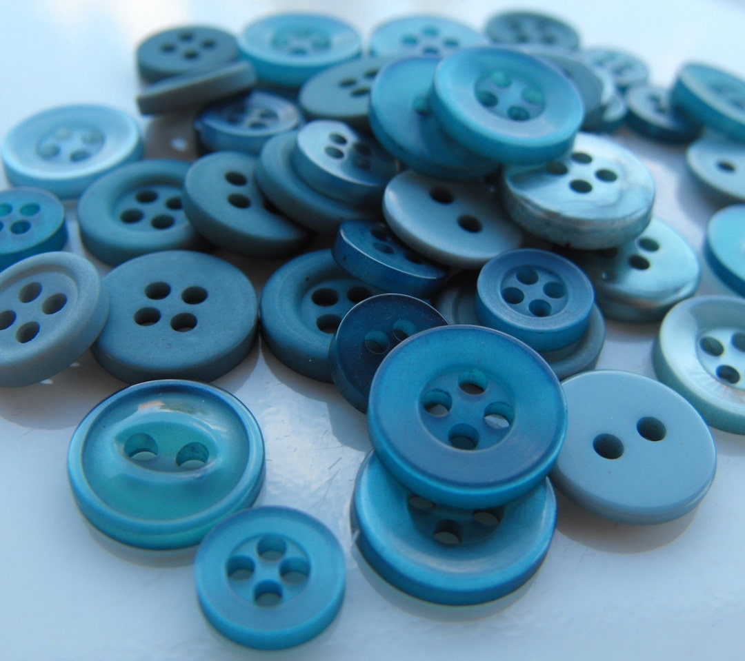 Deep Sea Blue Buttons, 50 Small Assorted Round Sewing Crafting Bulk ...