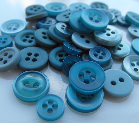 Deep Sea Blue Buttons 50 Small Assorted Round Sewing Crafting | Etsy