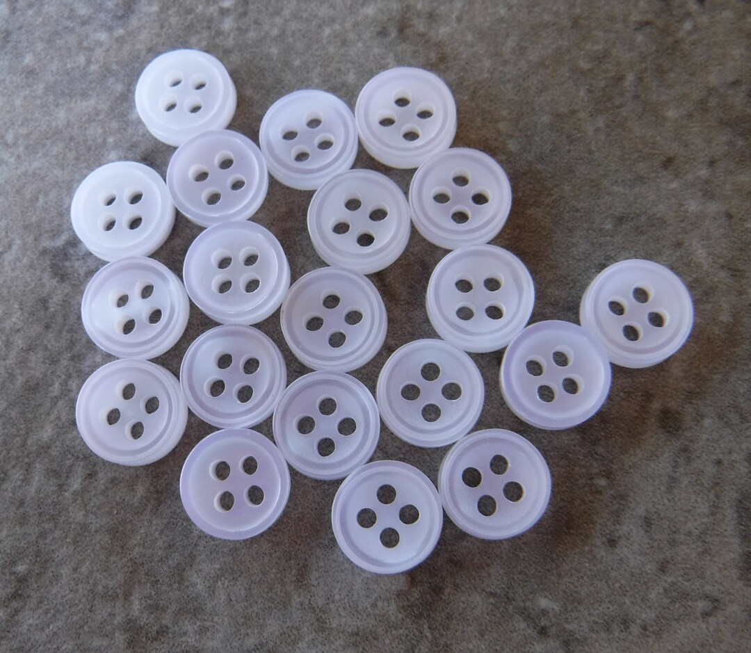 20 White Bottom Clear Top Raised Edge Mini Round Buttons Size 5/16" - Etsy