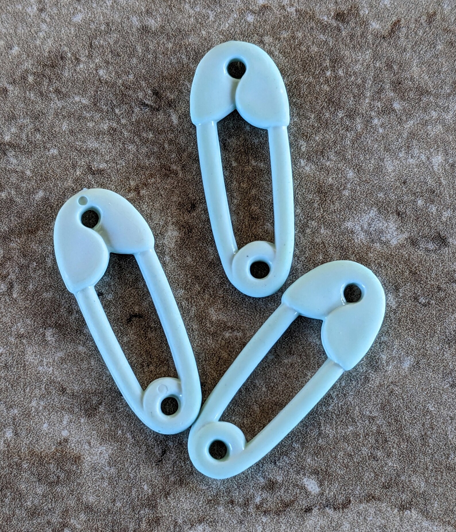 3 Safety Pin Flat Back Embellishment Buttons Size 1/2" You Choose the ...