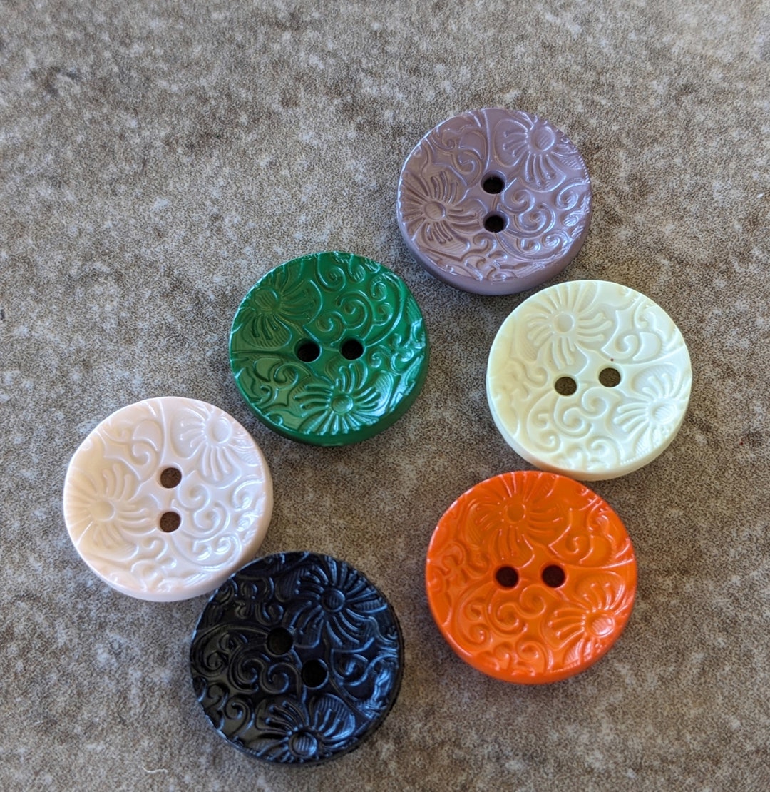 6 Floral Top Round Buttons Size 11/16" You Choose the Color - Etsy