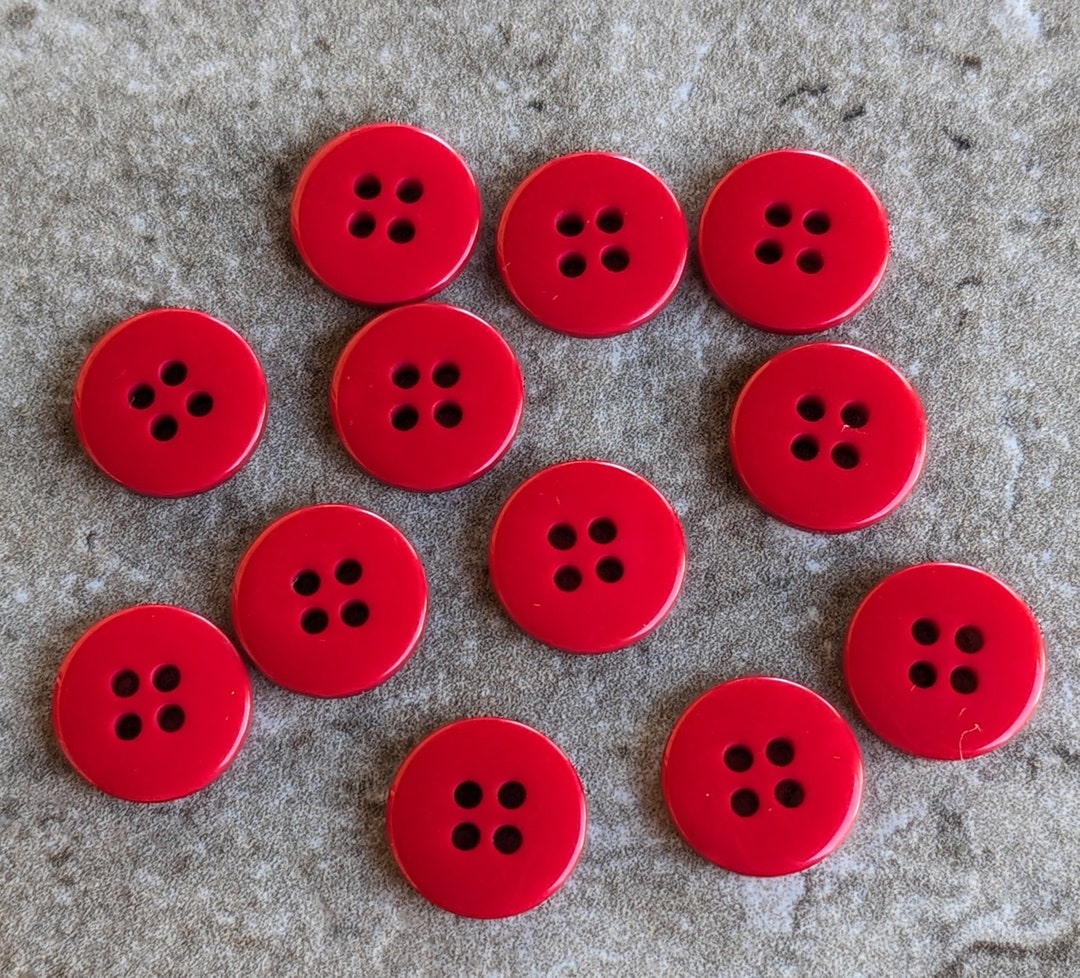 12 Red Double Sided Pop Round Buttons Size 1/2" - Etsy