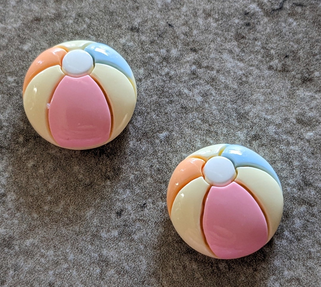 2 Beach Ball Pastel Flat Back Embellishment Buttons Size 3/4" - Etsy