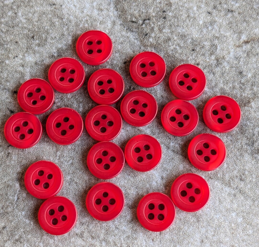 20 Red Shiny Flat Edge Round Buttons Size 7/16" - Etsy