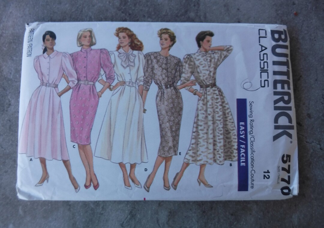Butterick Pattern Misses' Dress 5770 Complete Uncut Size (12) - Etsy