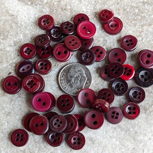 Wine Red Buttons, 50 Small Assorted Round Sewing Crafting Bulk Buttons ...