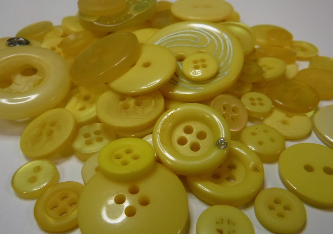 Bright Yellow Buttons 100 Bulk Assorted Round Multi Size - Etsy