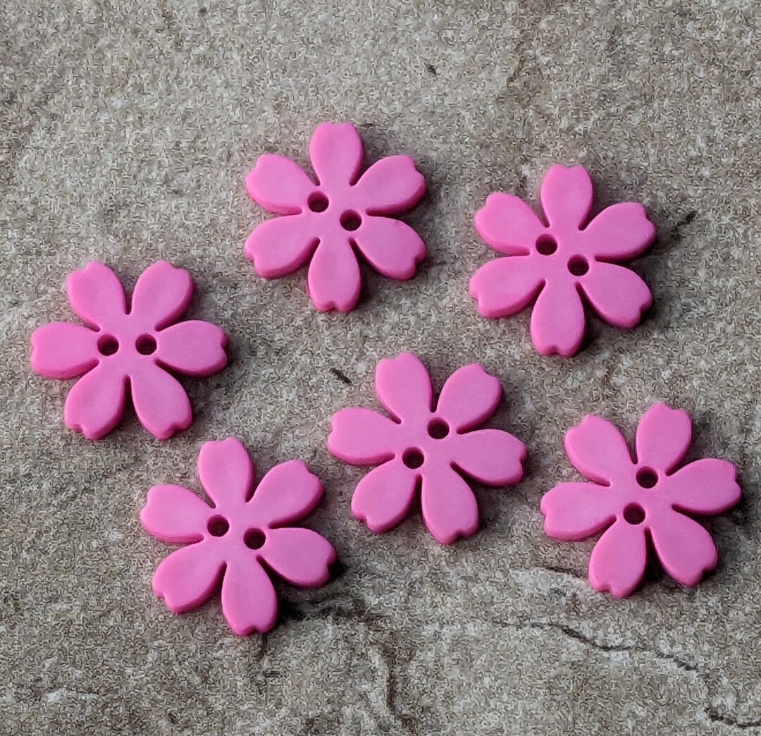 6 Bright Pink Primrose Large Flower Buttons Size 13/16" - Etsy