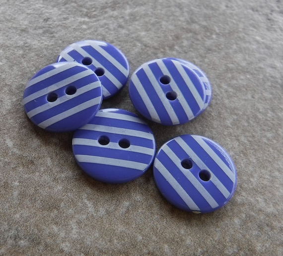 6 Blue and White Striped Small Round Buttons Size 9/16 | Etsy